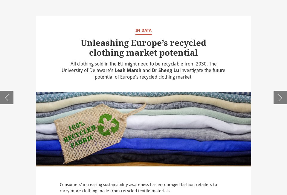 Unleashing Europe’s recycled clothing market potential - Just Style ... Unleashing Europe’s recycled clothing market potential - Just Style ...