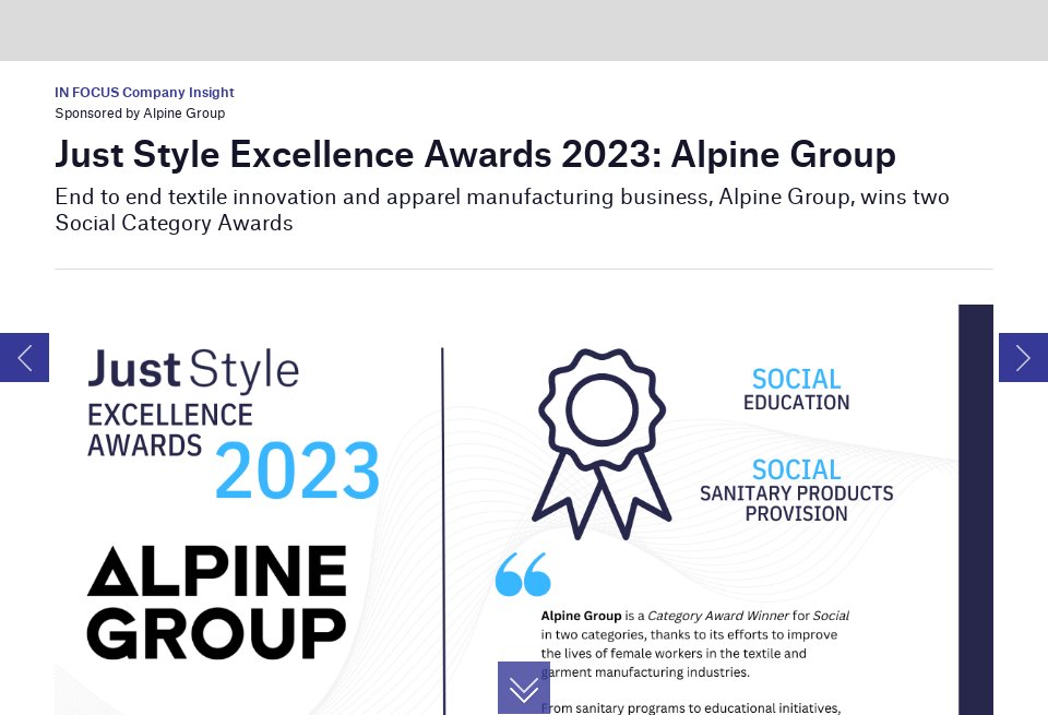 Excellence Awards 2023: Alpine Group - Just Style magazine | Issue 17 | September 2023